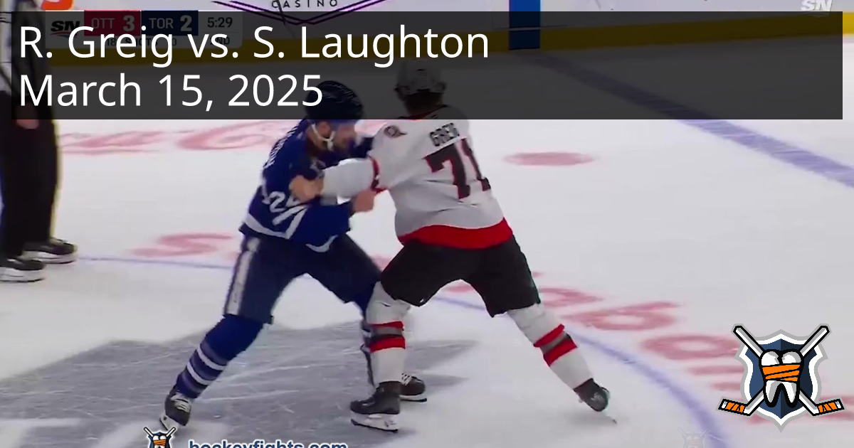Ridly Greig vs. Scott Laughton, March 15, 2025 - Ottawa Senators vs. Toronto Maple Leafs ...