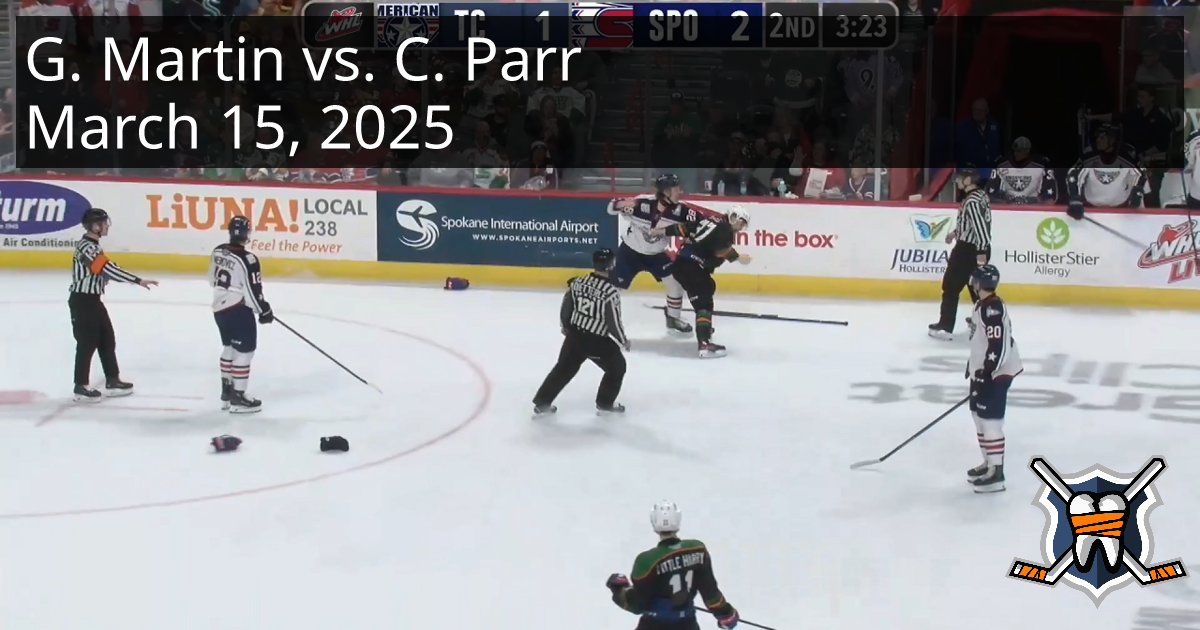 Grady Martin vs. Cameron Parr, March 15, 2025 - Tri-City Americans vs ...