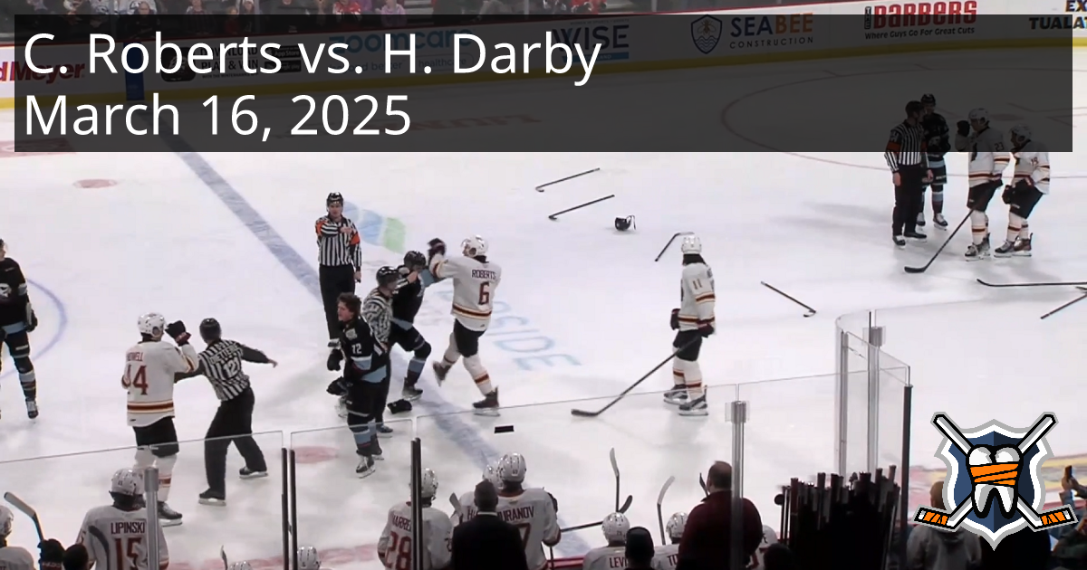 Colton Roberts vs. Hudson Darby, March 16, 2025 - Vancouver Giants vs ...