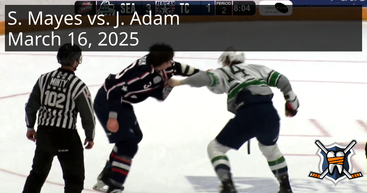 Sawyer Mayes vs. Jaxen Adam, March 16, 2025 - Seattle Thunderbirds vs ...