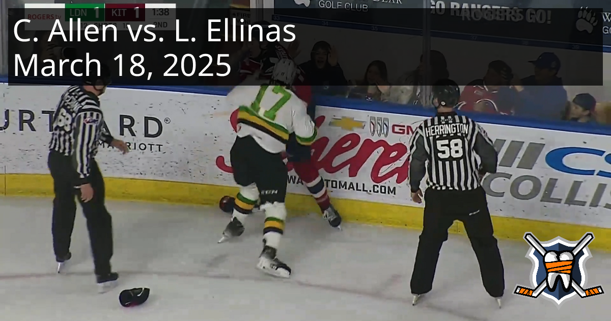 Cam Allen vs. Lucas Ellinas, March 18, 2025 - London Knights vs ...