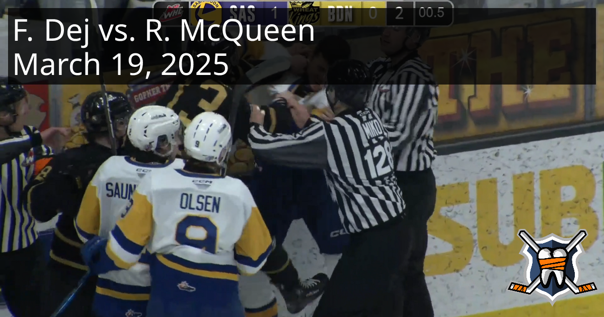 Frantisek Dej vs. Roger McQueen, March 19, 2025 - Saskatoon Blades vs ...