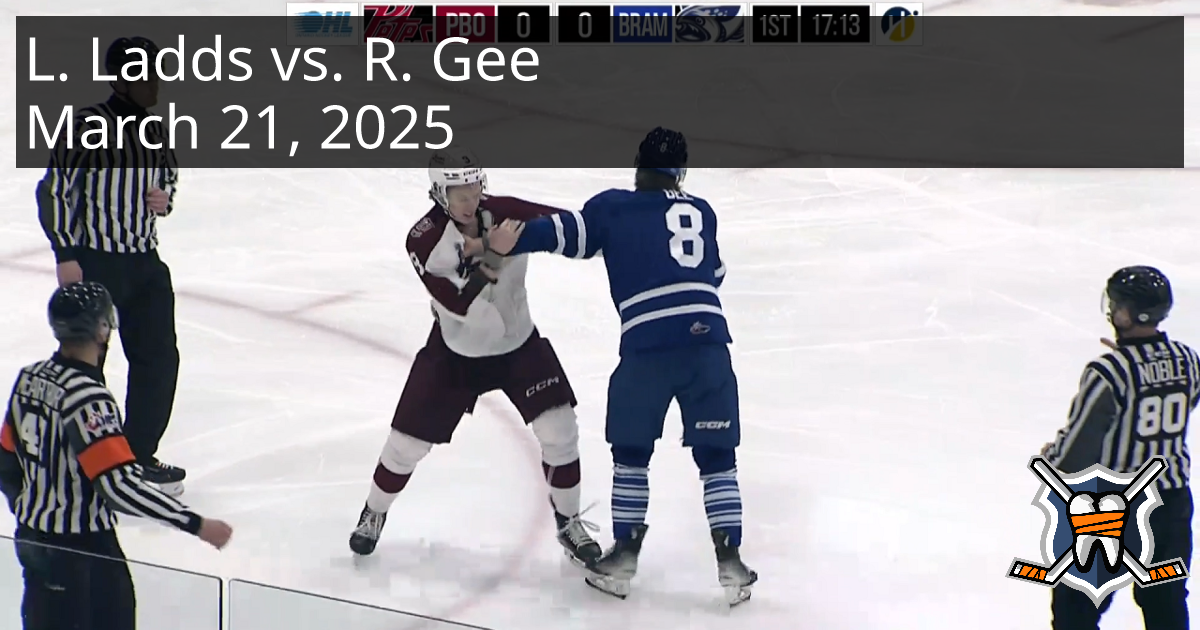 Liam Ladds vs. Reed Gee, March 21, 2025 - Peterborough Petes vs ...