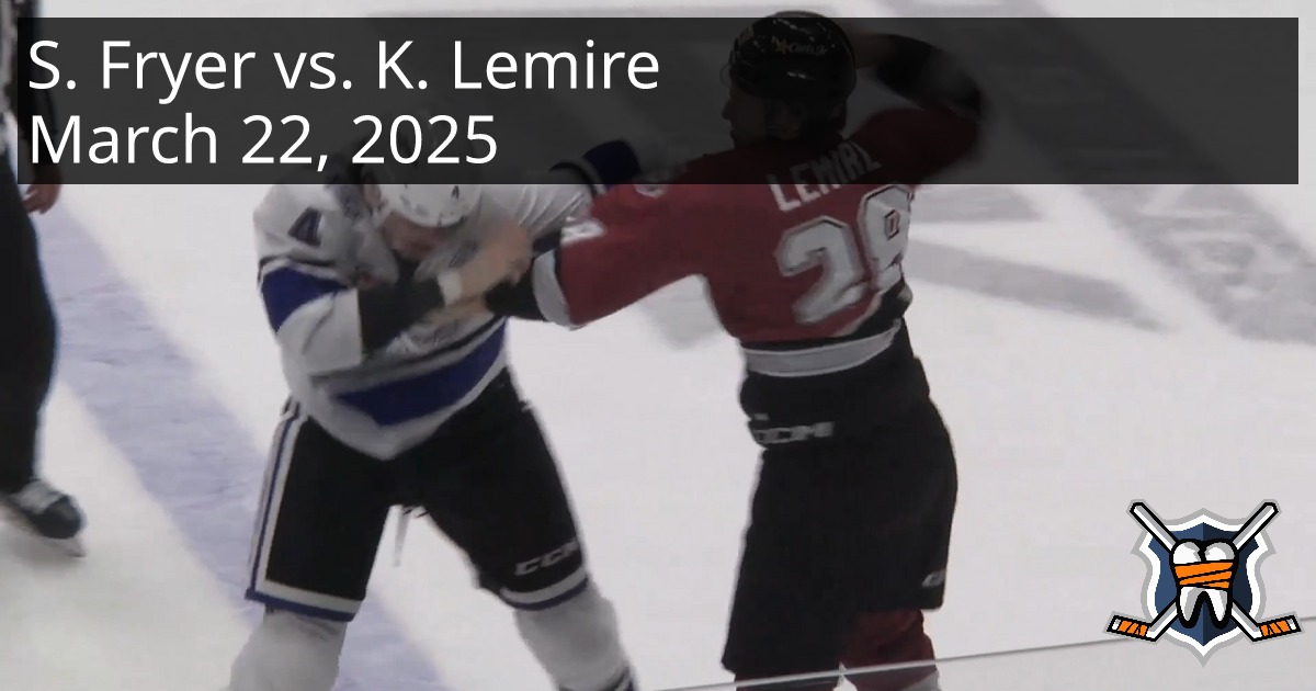 Seth Fryer vs. Kayden Lemire, March 22, 2025 - Victoria Royals vs ...