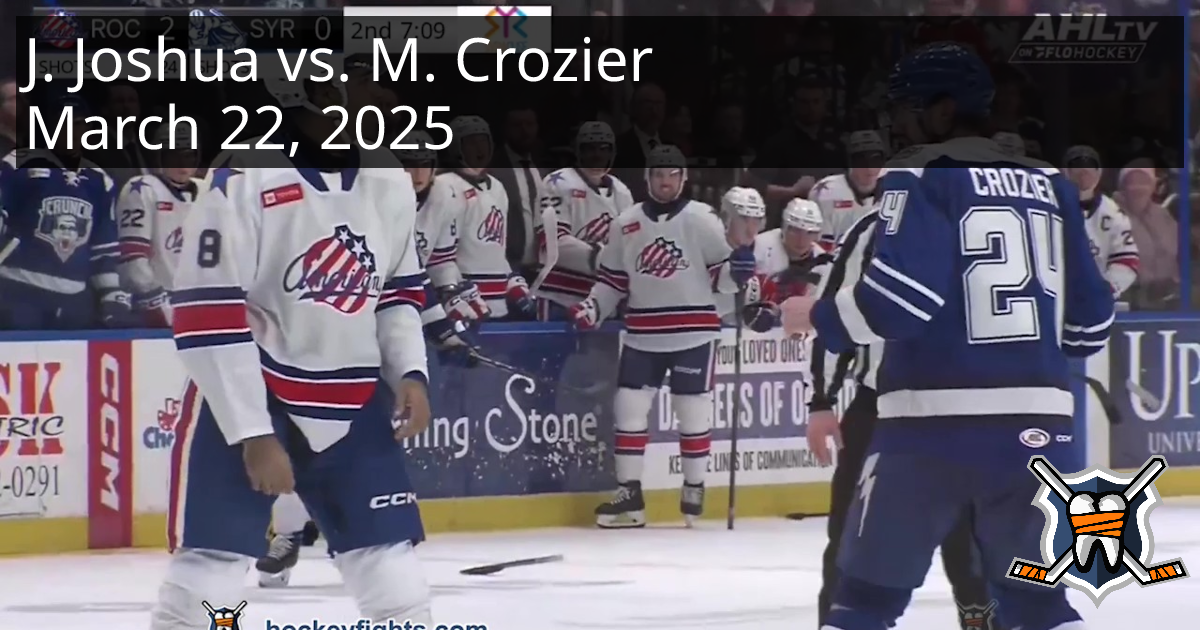 Jagger Joshua vs. Maxwell Crozier, March 22, 2025 - Rochester Americans ...