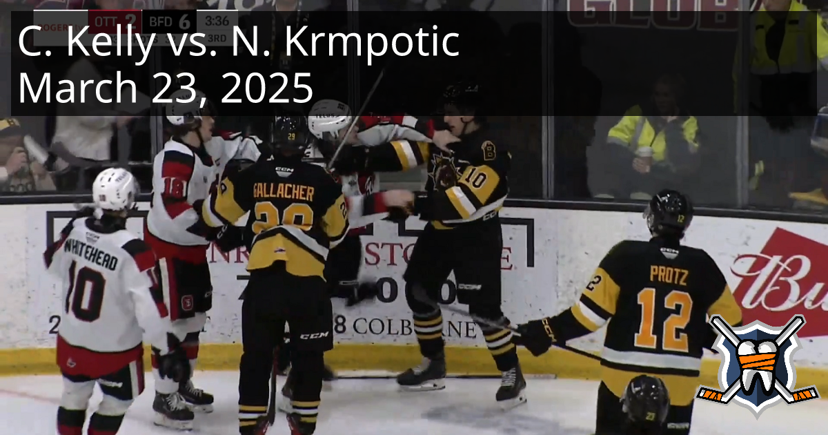 Caden Kelly vs. Niko Krmpotic, March 23, 2025 - Ottawa 67's vs ...