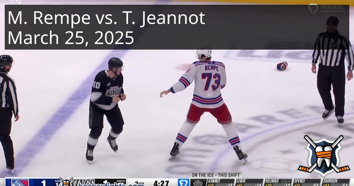 Matt Rempe vs. Tanner Jeannot, March 25, 2025 - New York Rangers vs ...