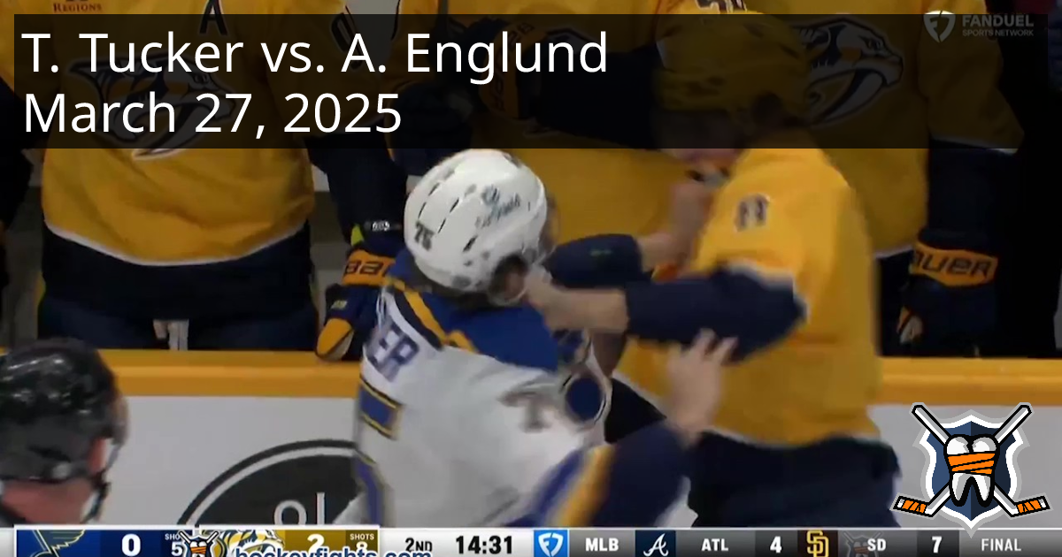 Tyler Tucker vs. Andreas Englund, March 27, 2025 - St Louis Blues vs ...
