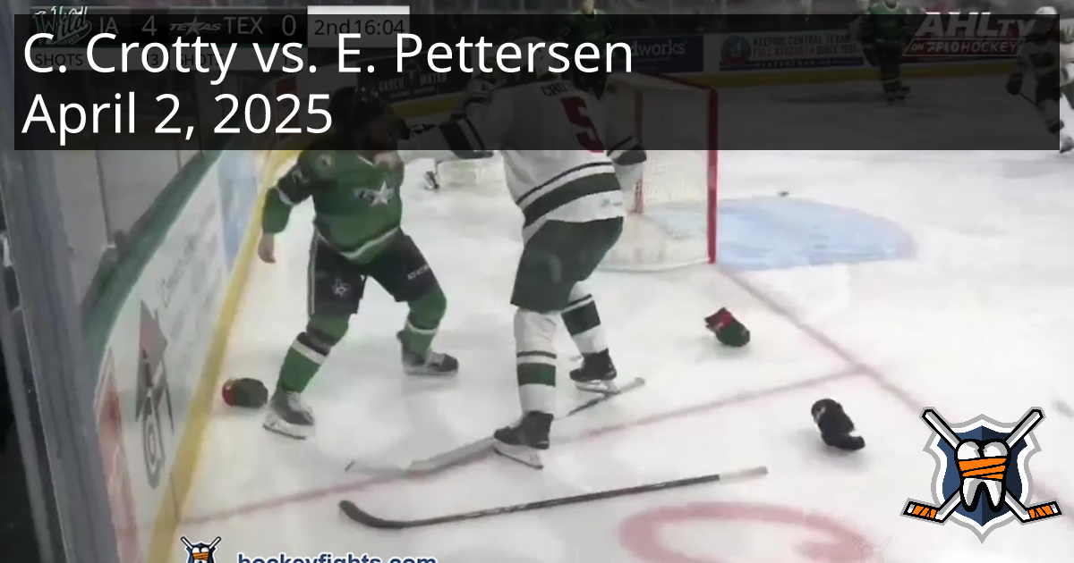 Cameron Crotty vs. Emilio Pettersen, April 2, 2025 - Iowa Wild vs ...