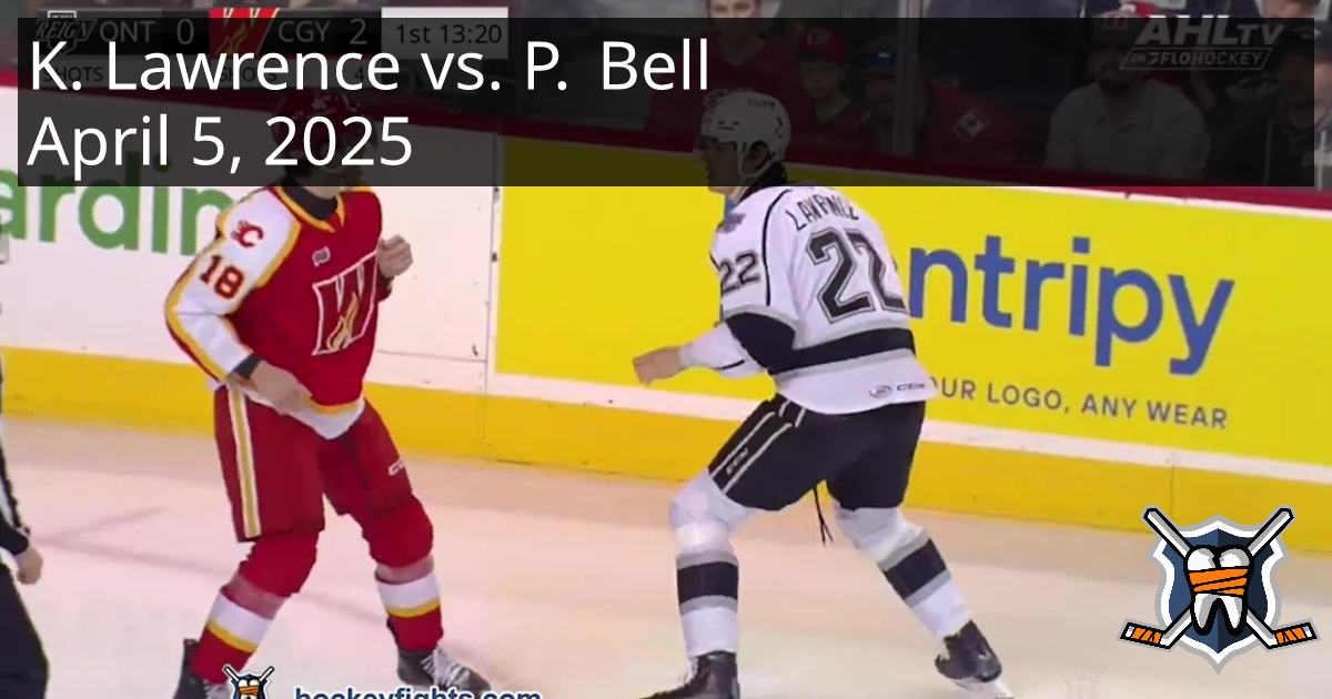 Kaleb Lawrence vs. Parker Bell, April 5, 2025 - Ontario Reign vs. Calgary Wranglers | HockeyFights