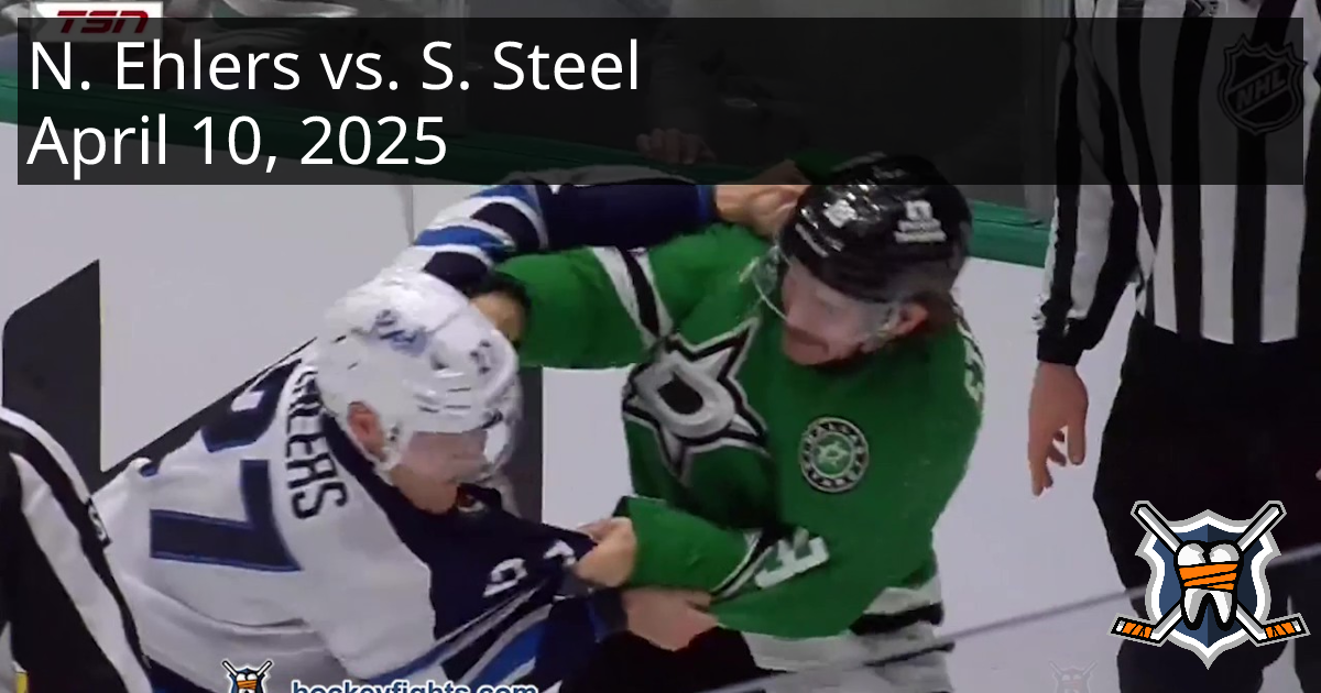 Nikolaj Ehlers vs. Sam Steel, April 10, 2025 - Winnipeg Jets vs. Dallas ...