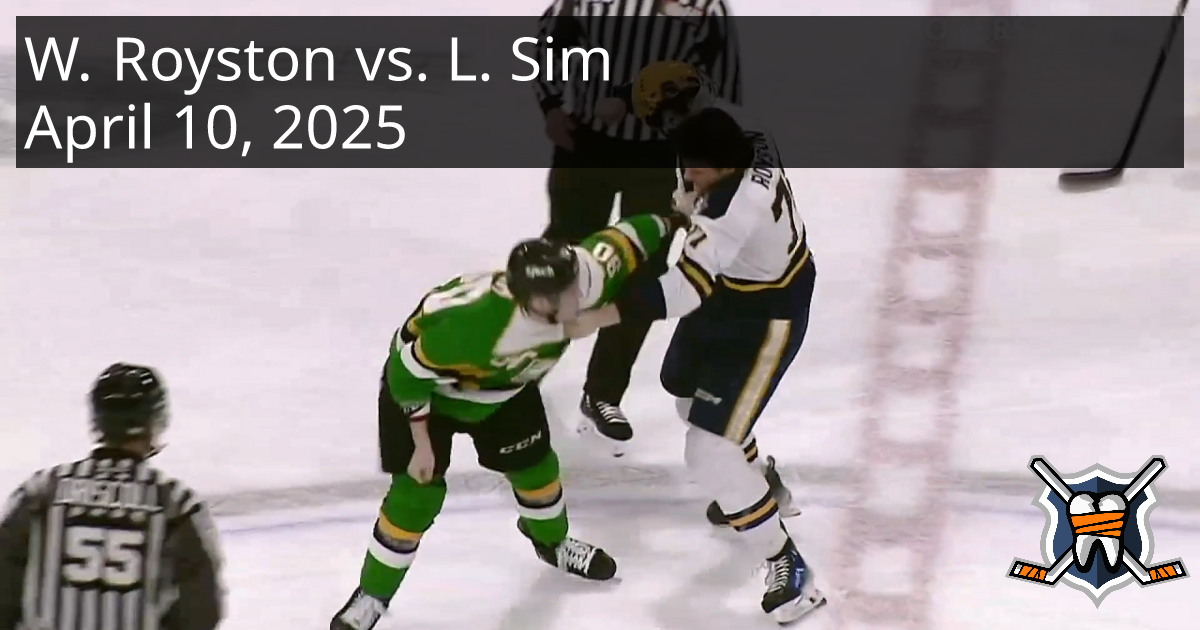 Wesley Royston vs. Landon Sim, April 10, 2025 - Kingston Frontenacs vs ...