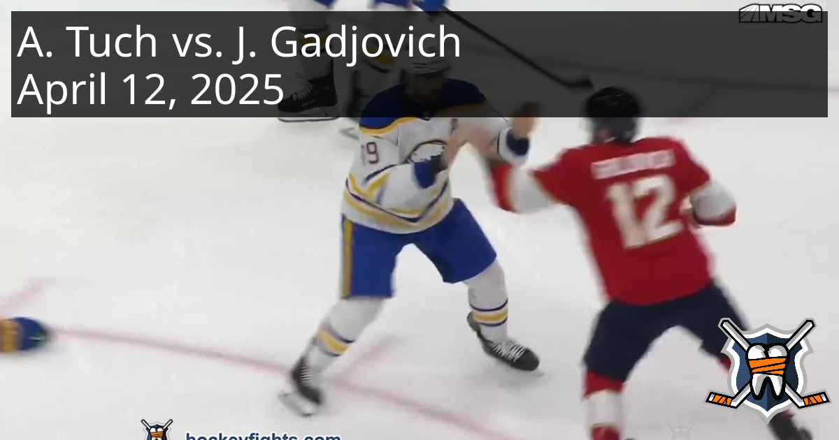 Alex Tuch vs. Jonah Gadjovich, April 12, 2025 - Buffalo Sabres vs ...
