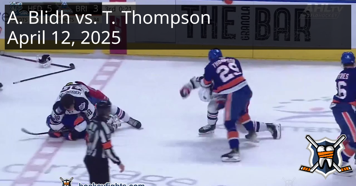 Anton Blidh vs. Tyce Thompson, April 12, 2025 - Hartford Wolf Pack vs ...