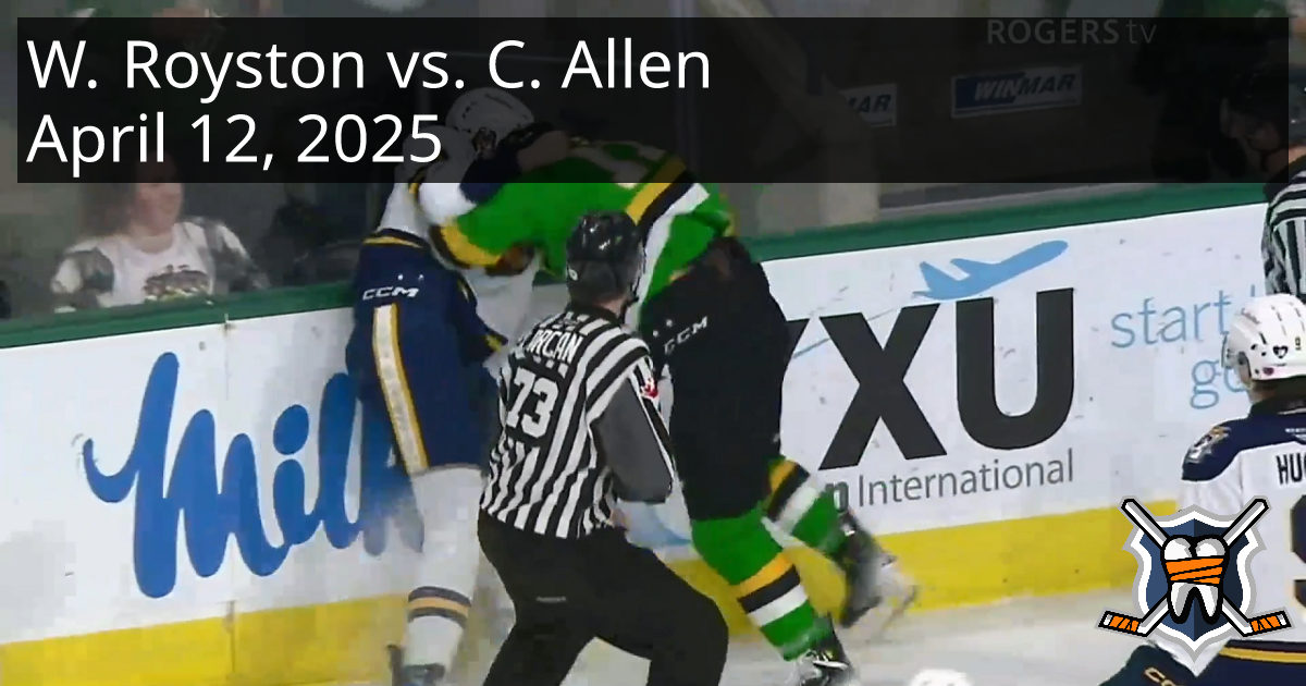 Wesley Royston vs. Cam Allen, April 12, 2025 - Erie Otters vs. London ...