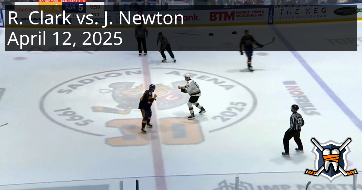 Riley Clark vs. Jaiden Newton, April 12, 2025 - Kingston Frontenacs vs ...