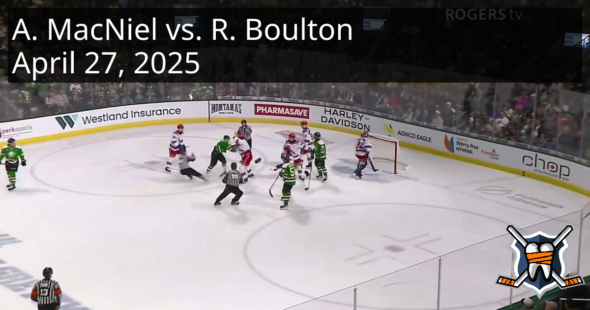 Andrew MacNiel vs. Ryder Boulton, April 27, 2025 - Kitchener Rangers vs ...