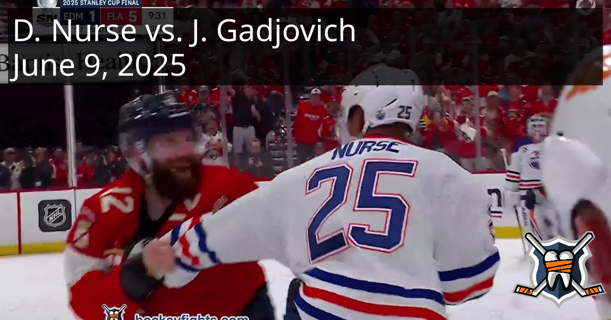 Darnell Nurse vs. Jonah Gadjovich, June 9, 2025 - Edmonton Oilers vs ...