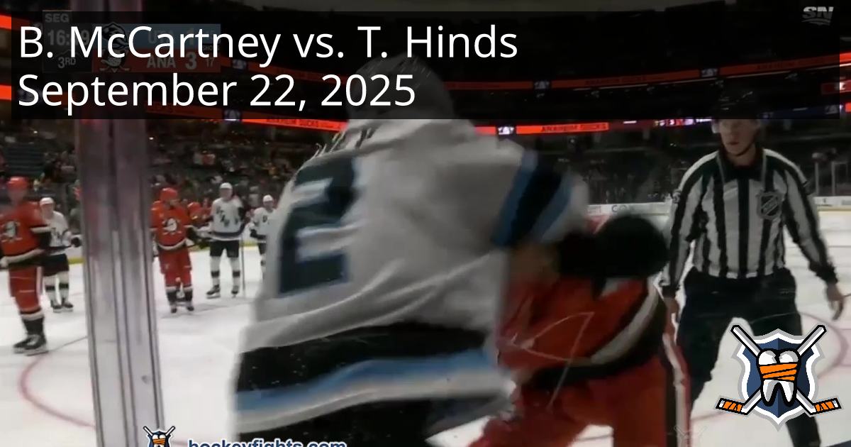 Ben McCartney vs. Tyson Hinds, September 22, 2025 - Utah Mammoth vs ...