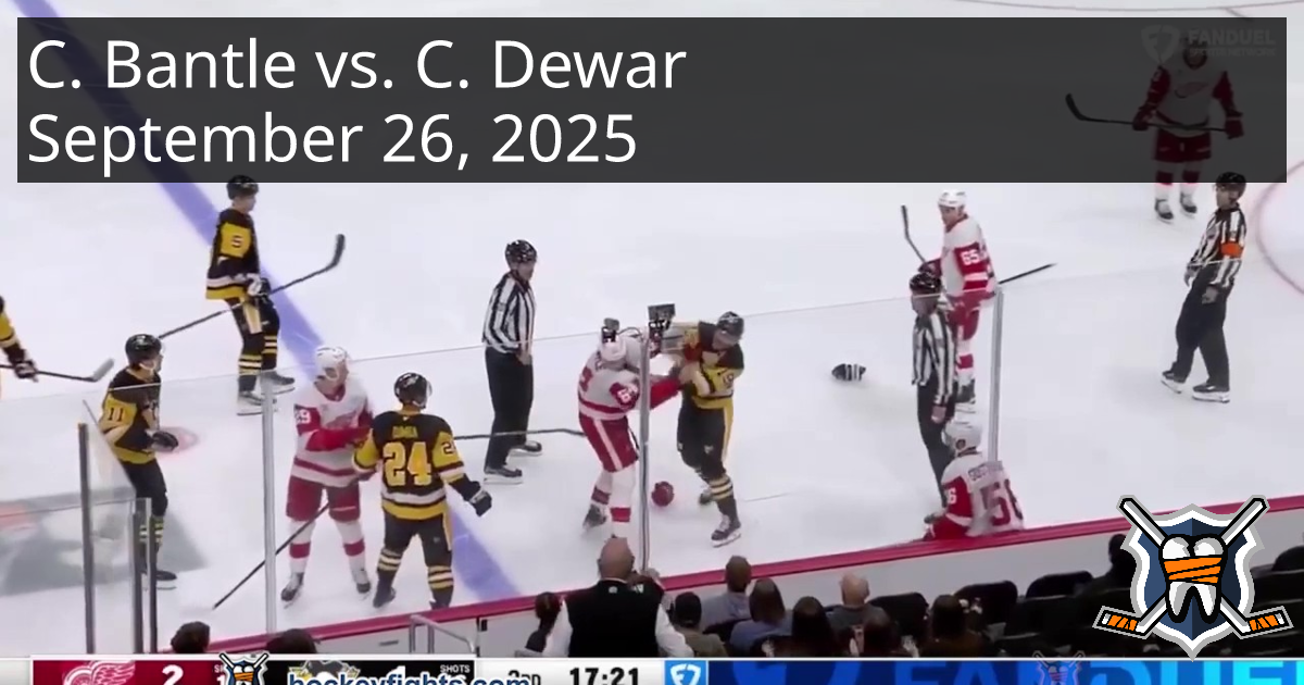 Carson Bantle vs. Connor Dewar, September 26, 2025 - Detroit Red Wings vs. Pittsburgh Penguins ...