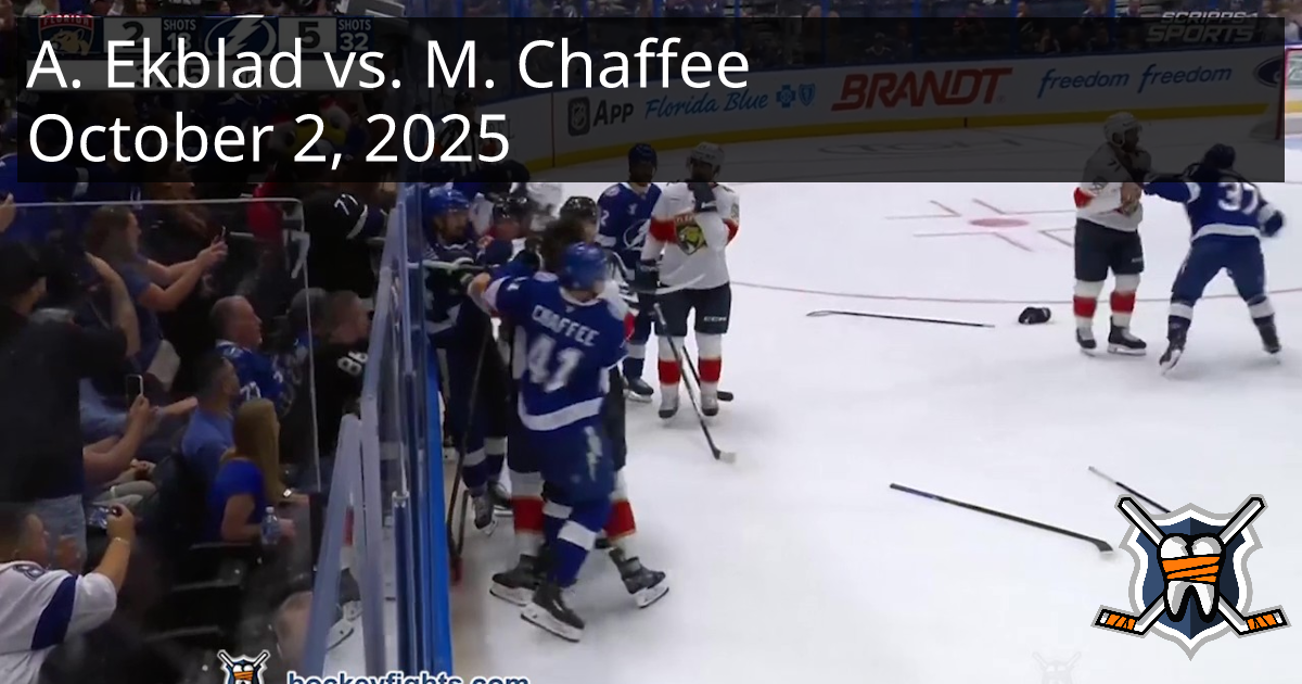 Aaron Ekblad vs. Mitchell Chaffee, October 2, 2025 - Florida Panthers ...
