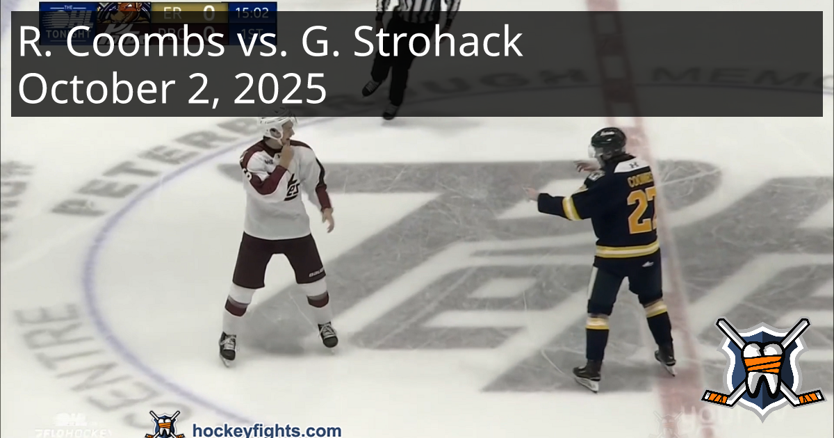 Ritter Coombs vs. Grayden Strohack, October 2, 2025 - Erie Otters vs ...