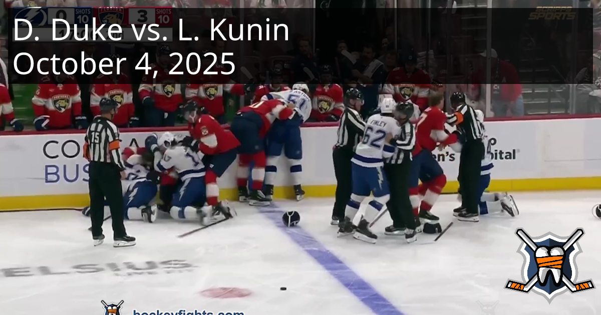 Dylan Duke vs. Luke Kunin, October 4, 2025 - Tampa Bay Lightning vs ...