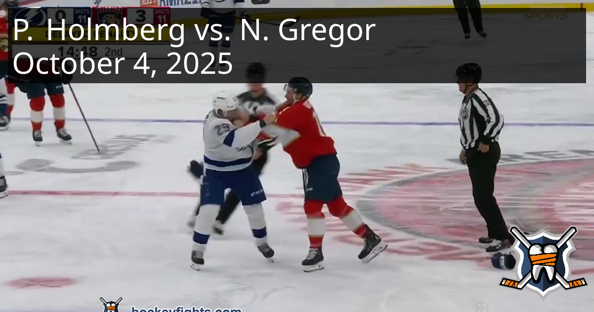 Pontus Holmberg vs. Noah Gregor, October 4, 2025 - Tampa Bay Lightning ...