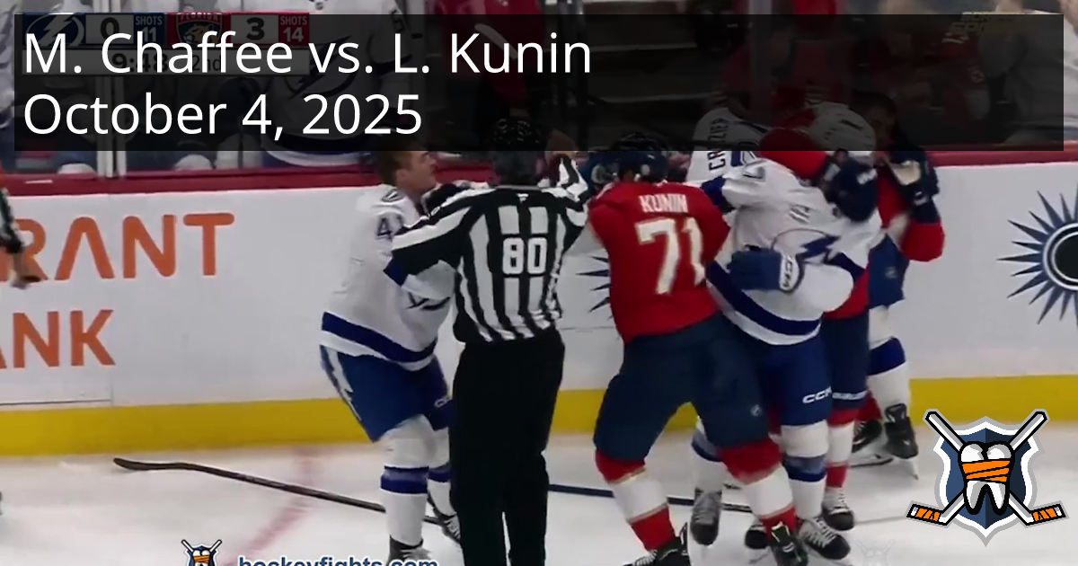 Mitchell Chaffee vs. Luke Kunin, October 4, 2025 - Tampa Bay Lightning ...