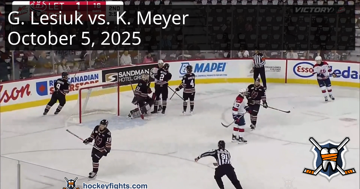 Gavin Lesiuk vs. Kaden Meyer, October 5, 2025 - Lethbridge Hurricanes ...