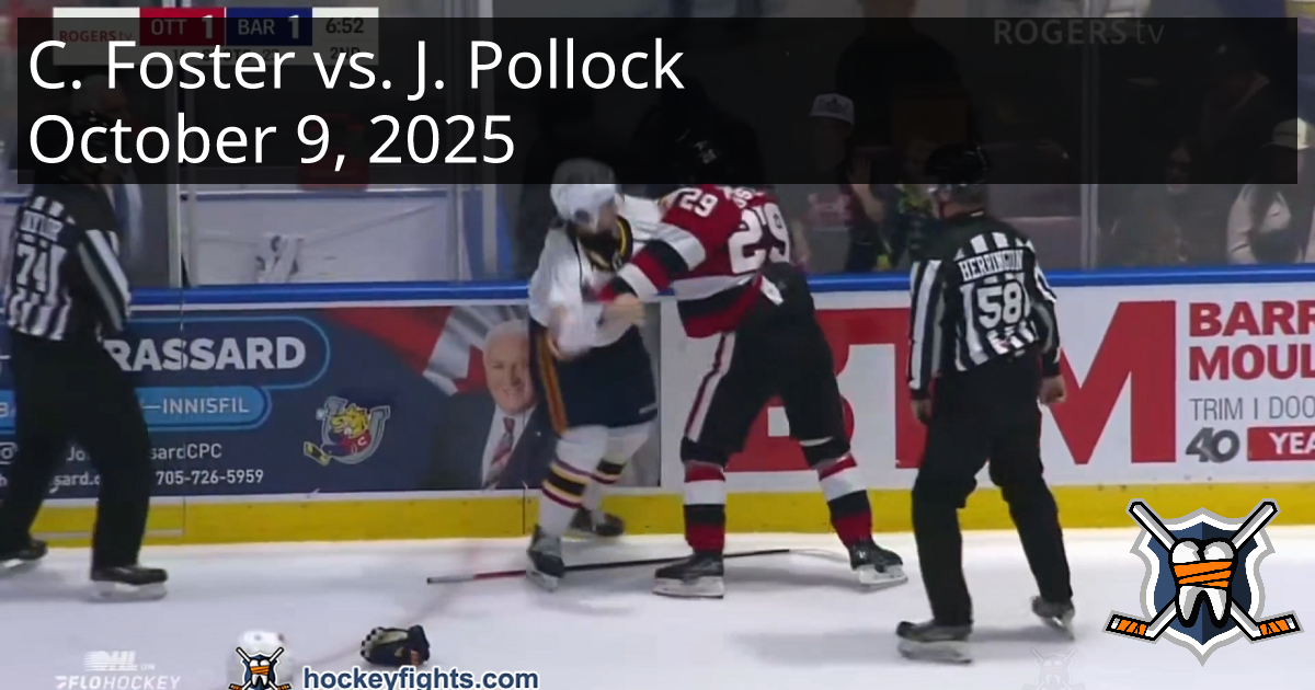 Cooper Foster vs. Jack Pollock, October 9, 2025 - Ottawa 67's vs ...