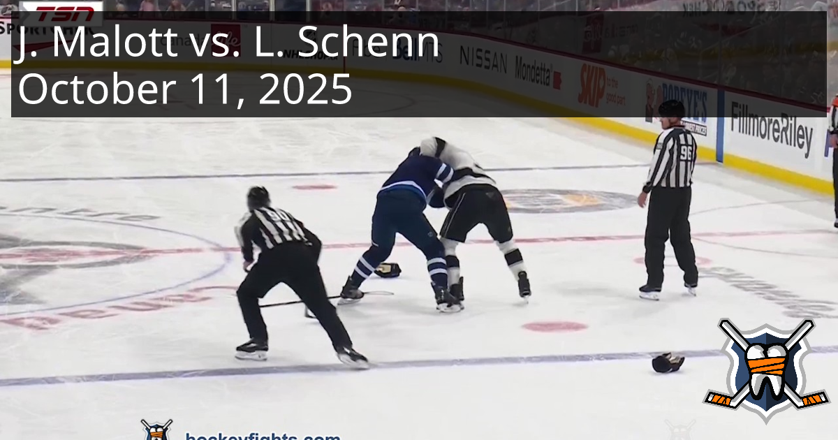 Jeff Malott vs. Luke Schenn, October 11, 2025 - Los Angeles Kings vs ...