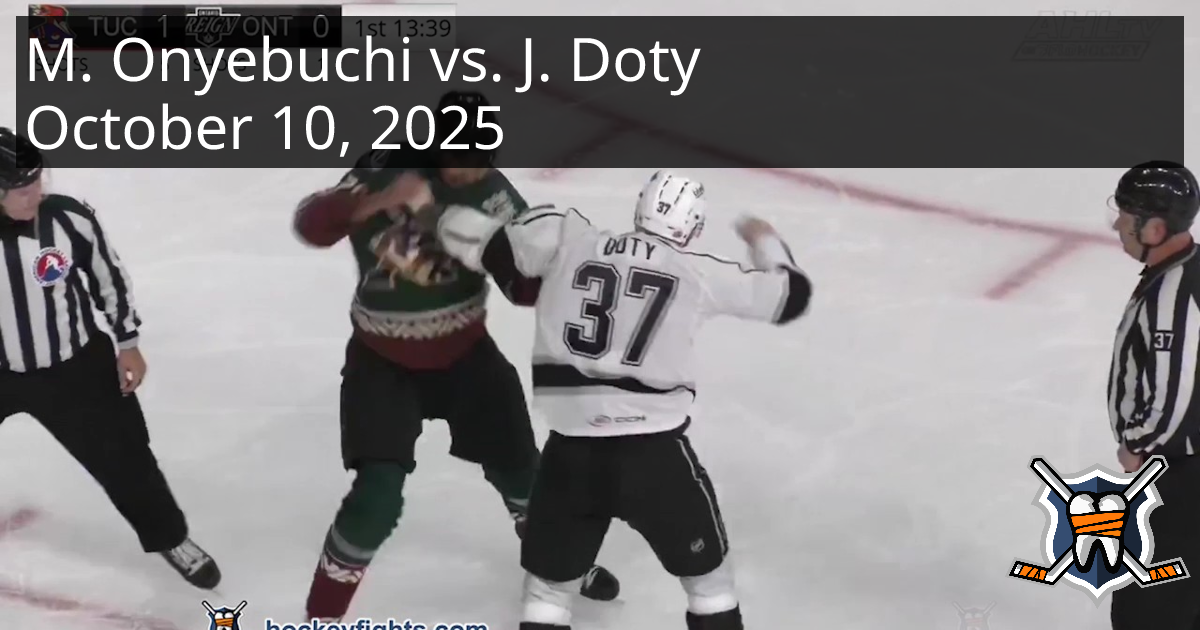 Montana Onyebuchi vs. Jacob Doty, October 10, 2025 - Tucson Roadrunners ...
