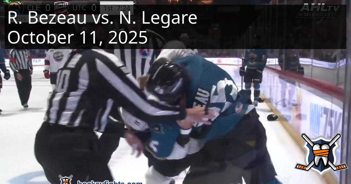 Riley Bezeau vs. Nathan Legare, October 11, 2025 - Cleveland Monsters ...