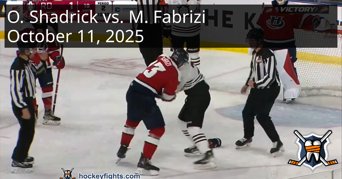 Owen Shadrick vs. Matteo Fabrizi, October 11, 2025 - Red Deer Rebels vs ...