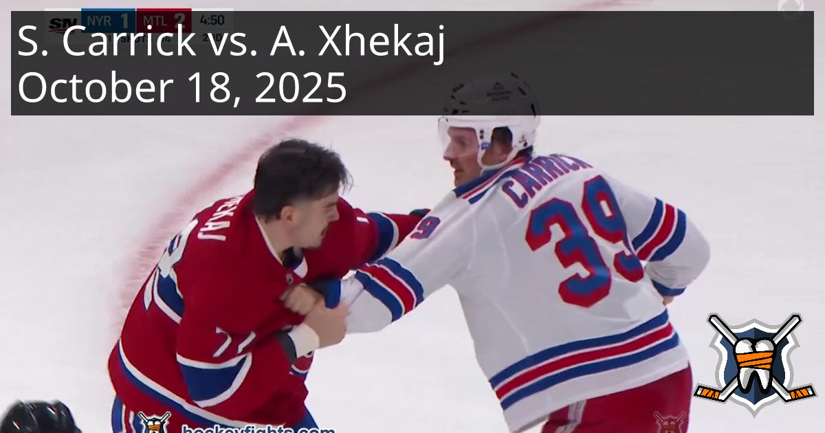 Sam Carrick vs. Arber Xhekaj, October 18, 2025 - New York Rangers vs ...