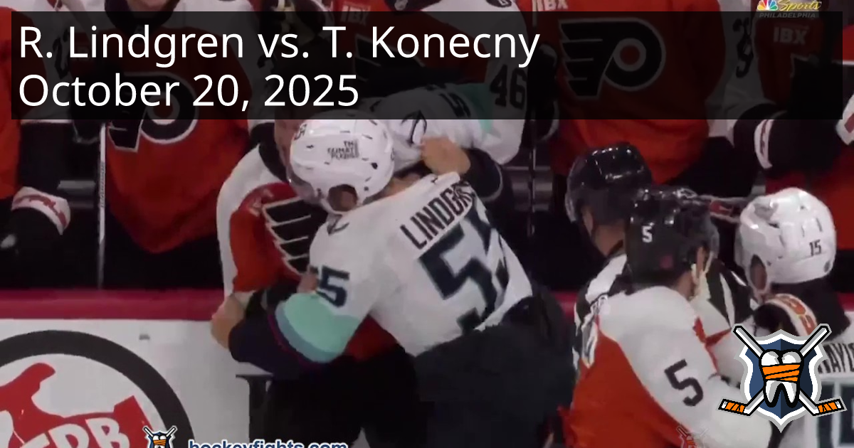 Ryan Lindgren vs. Travis Konecny, October 20, 2025 - Seattle Kraken vs ...