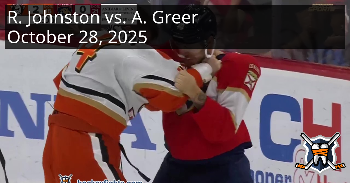 Ross Johnston vs. A.J. Greer, October 28, 2025 - Anaheim Ducks vs ...