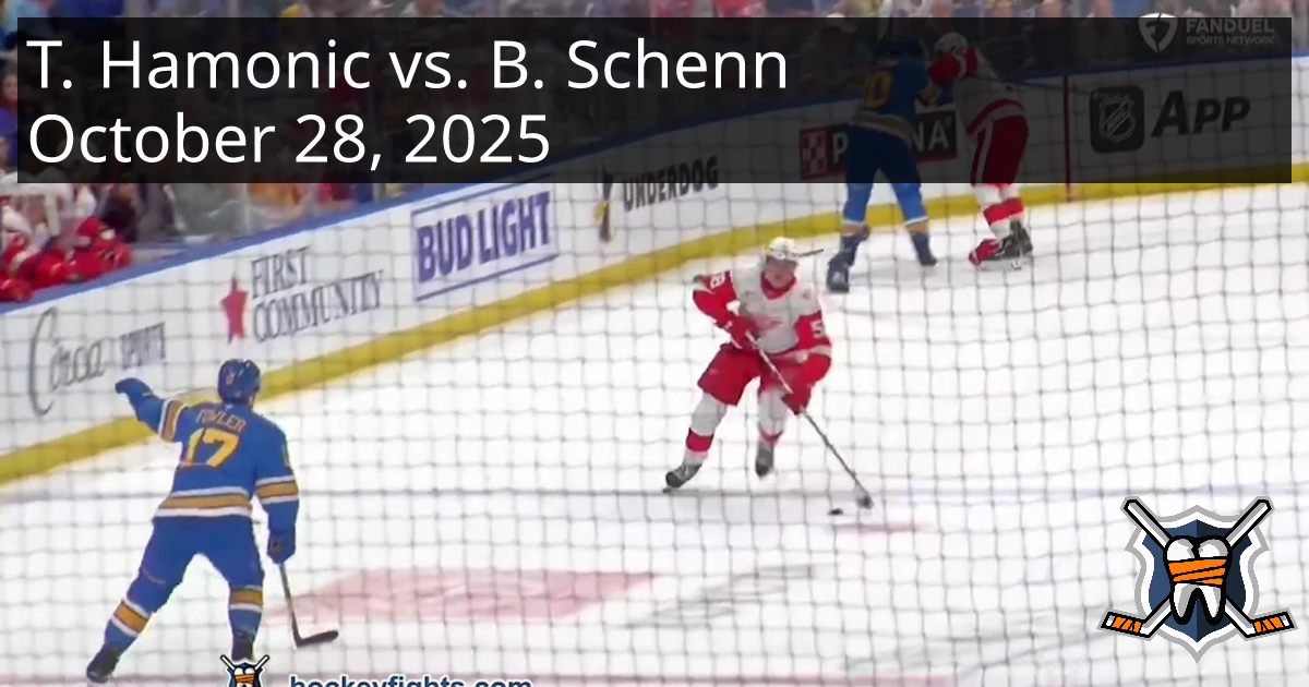 Travis Hamonic vs. Brayden Schenn, October 28, 2025 - Detroit Red Wings ...