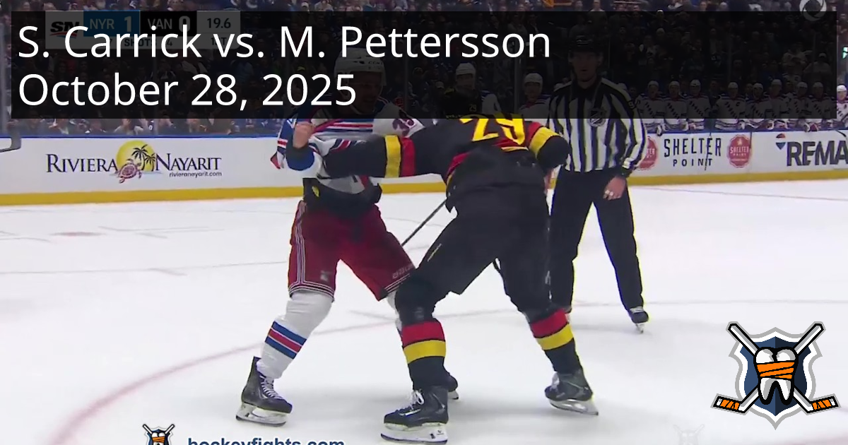 Sam Carrick vs. Marcus Pettersson, October 28, 2025 - New York Rangers ...