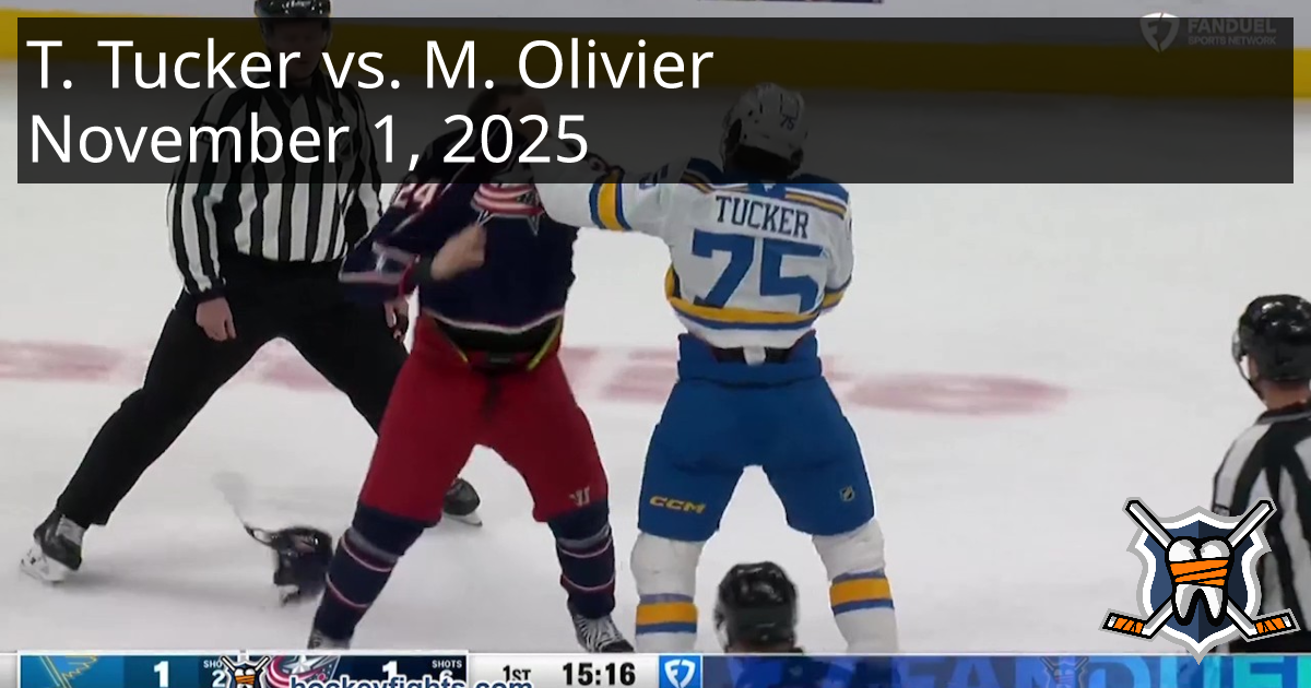 Tyler Tucker vs. Mathieu Olivier, November 1, 2025 - St Louis Blues vs ...