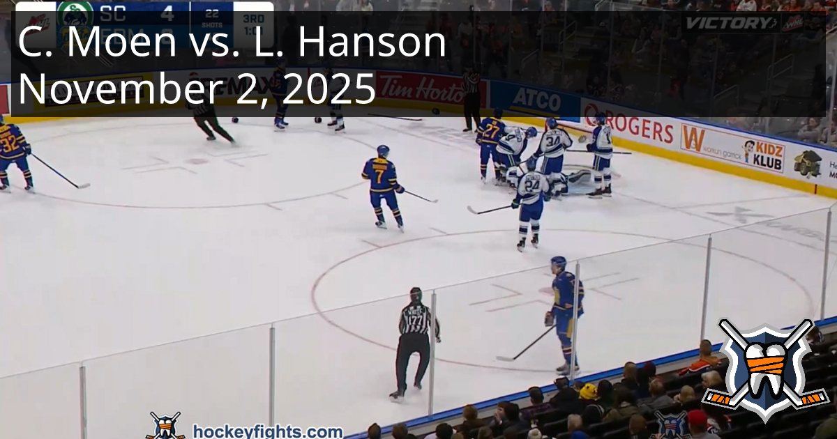 Carter Moen vs. Landon Hanson, November 2, 2025 - Swift Current Broncos ...