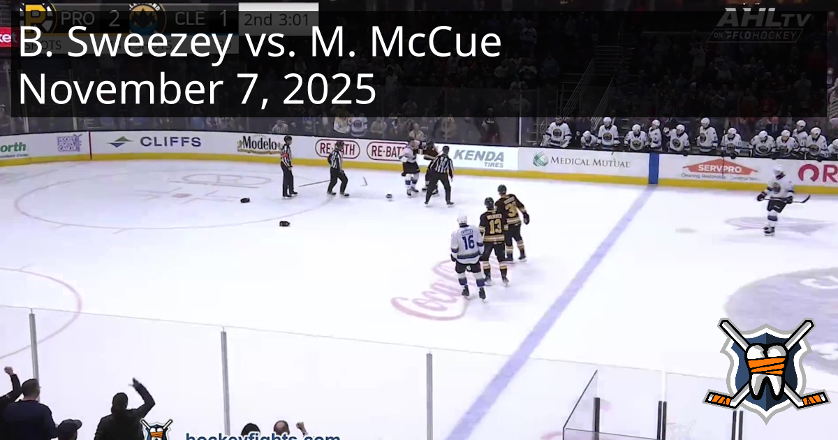 Billy Sweezey vs. Max McCue, November 7, 2025 - Providence Bruins vs ...