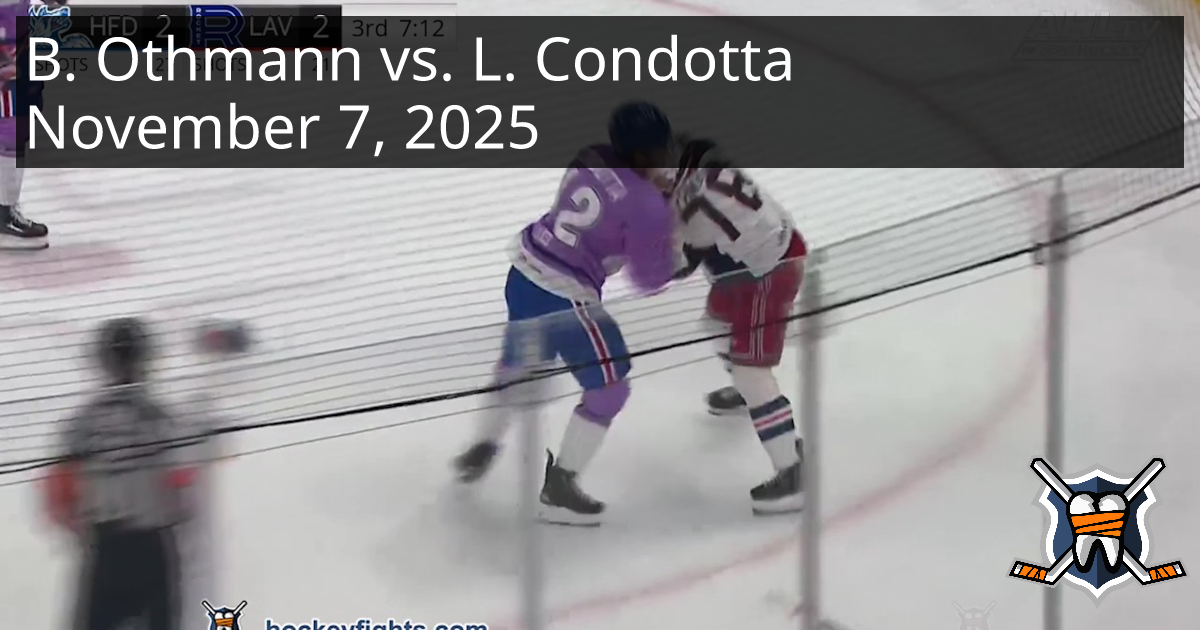 Brennan Othmann vs. Lucas Condotta, November 7, 2025 - Hartford Wolf ...