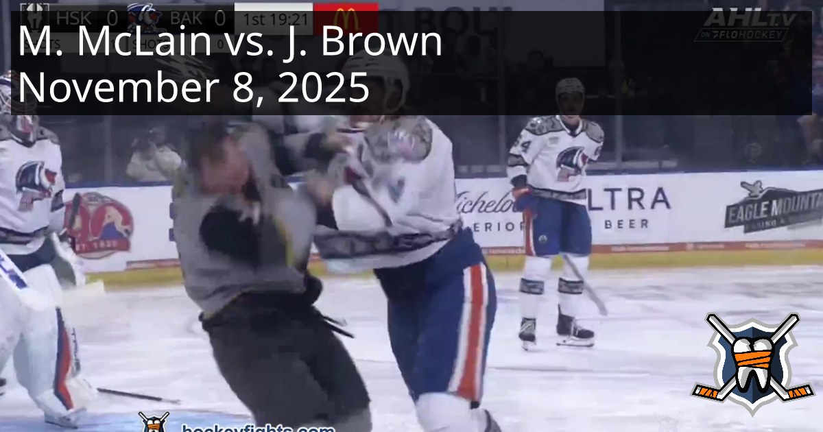 Mitch McLain vs. Josh Brown, November 8, 2025 - Henderson Silver Knights vs. Bakersfield Condors ...
