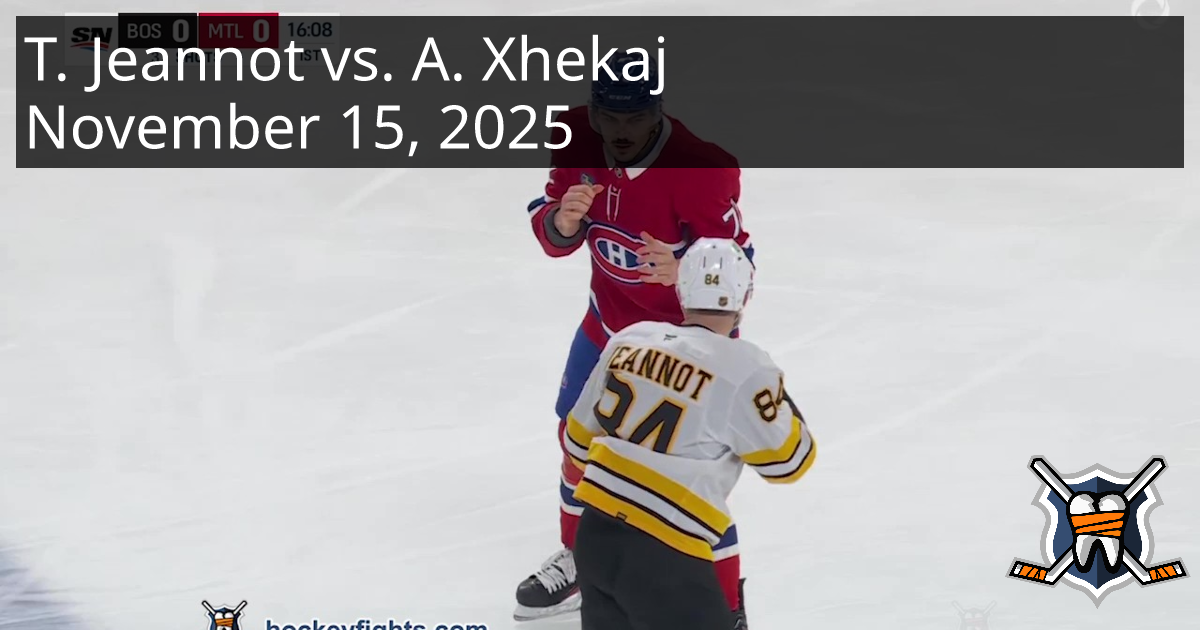Tanner Jeannot vs. Arber Xhekaj, November 15, 2025 - Boston Bruins vs ...
