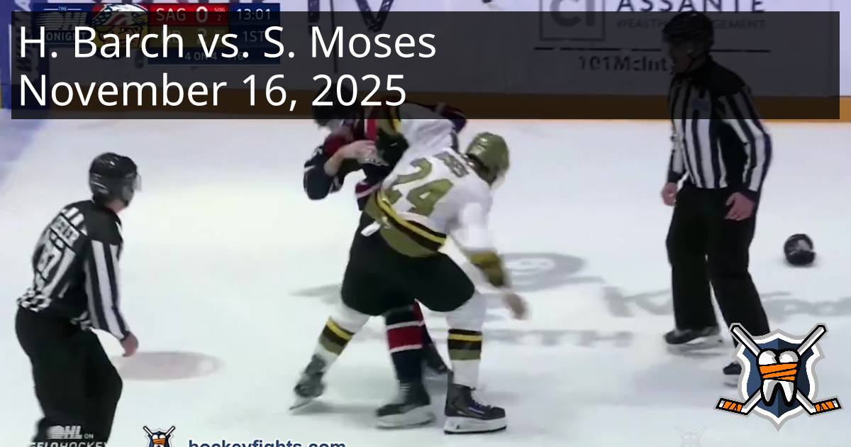 Hayden Barch vs. Shamar Moses, November 16, 2025 - Saginaw Spirit vs ...
