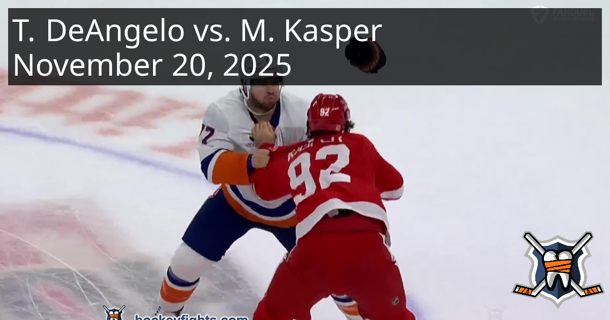 Tony DeAngelo vs. Marco Kasper, November 20, 2025 - New York Islanders ...