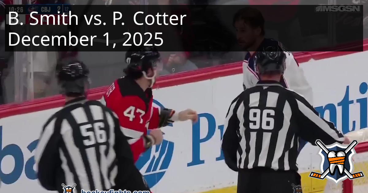 Brendan Smith vs. Paul Cotter, December 1, 2025 - Columbus Blue Jackets ...