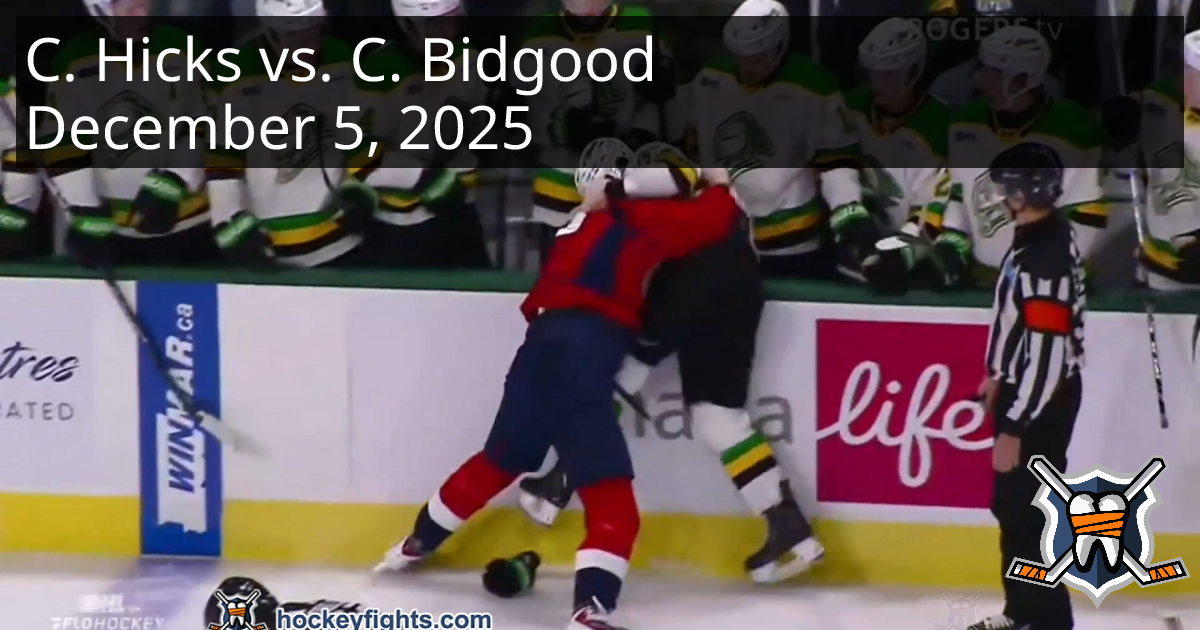 Carter Hicks vs. Cohen Bidgood, December 5, 2025 - Windsor Spitfires vs ...